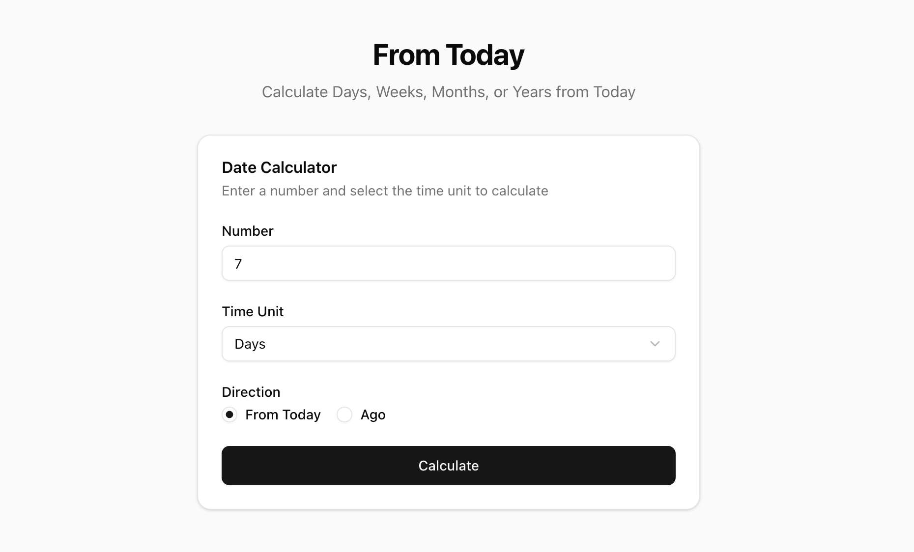 From Today - Free Date Calculator: Days, Weeks, Months, Years from Today